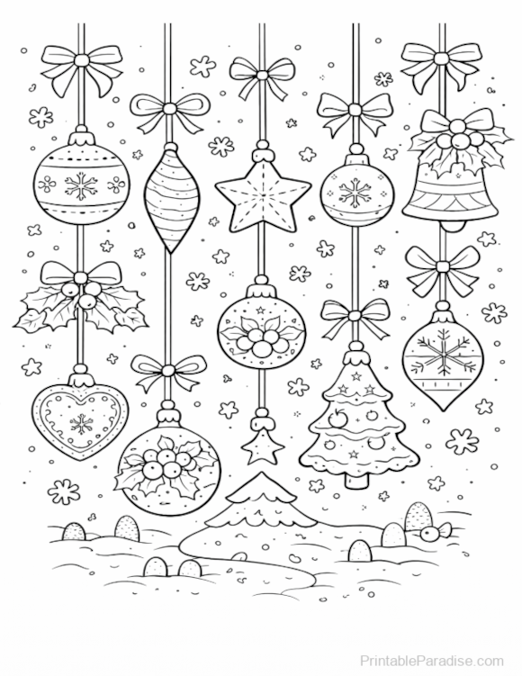 Printable Christmas Ornaments Coloring Page