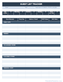 Free Printable & Fillable Guest List Tracker | PrintableParadise
